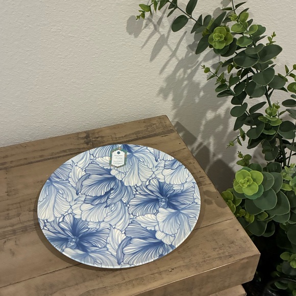 Intesa | Other | Intesa Blue Floral Lotus Dinner Plate | Poshmark
